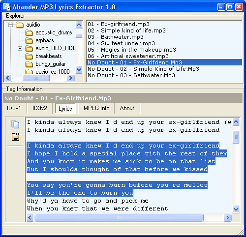 Abander MP3 Lyrics Extractor Screenshots - Free Software Download ...